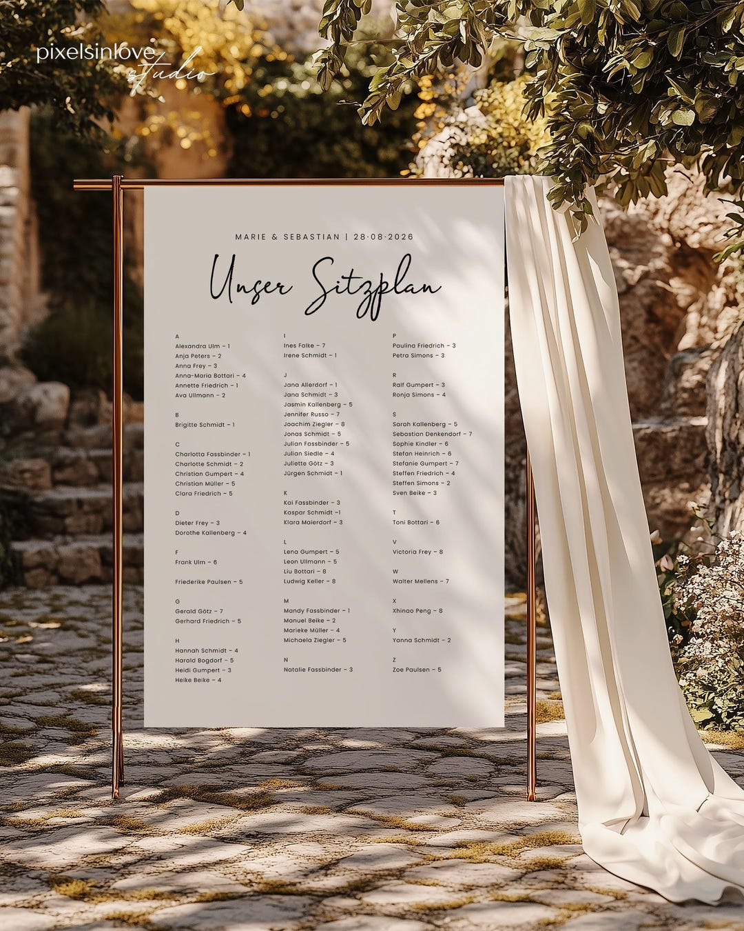 TIMON Seating Plan Wedding, Digital DIY Template, Seating Arrangement Guests, Printable Table ...