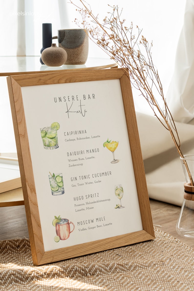 NALA Signature Drink Poster, Digital DIY Template, Bar Menu Template ...