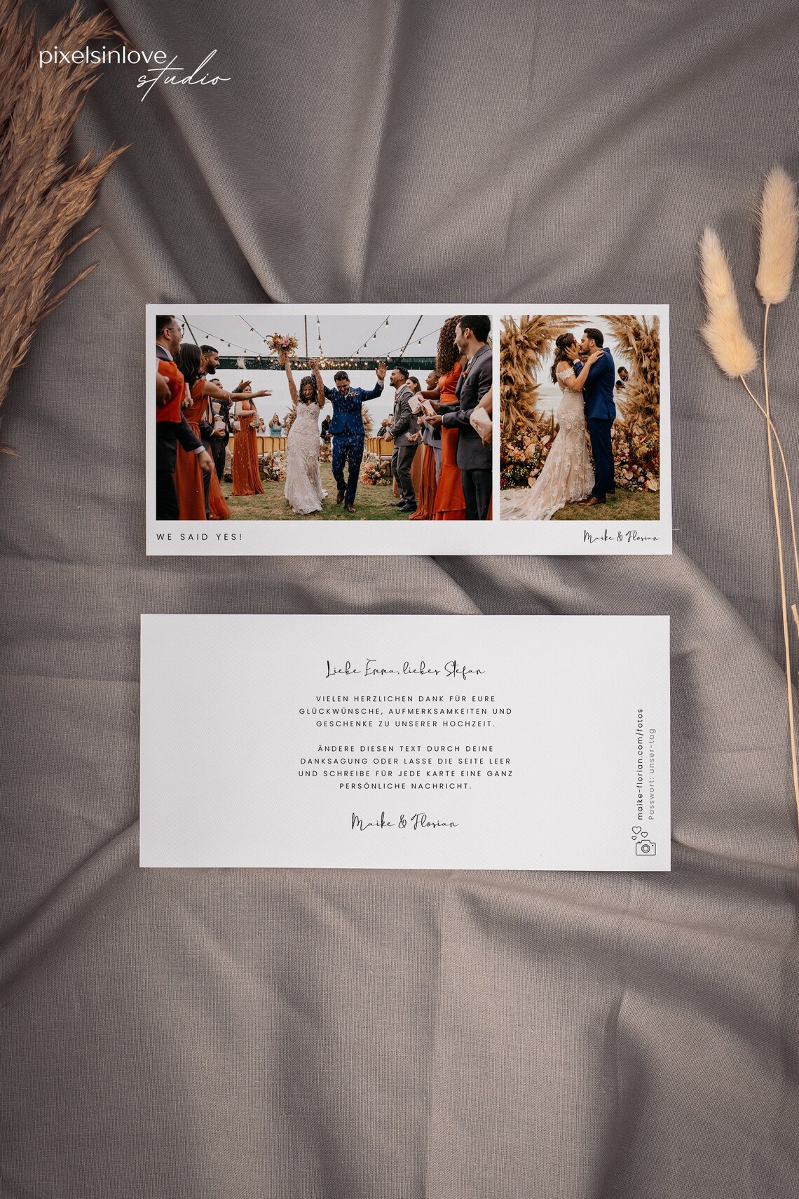 IDA Thank You Card With Photos, Digital DIY Template, Wedding Thank You ...