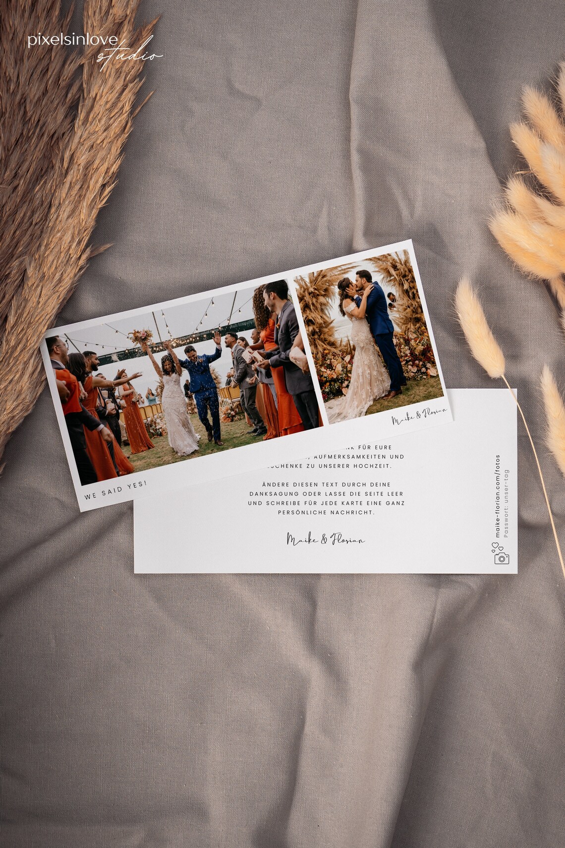 IDA Thank You Card With Photos, Digital DIY Template, Wedding Thank You ...