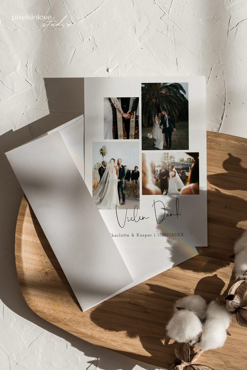 Clean Script Edit – Thank You Card With Photo V2, Digital DIY Template ...