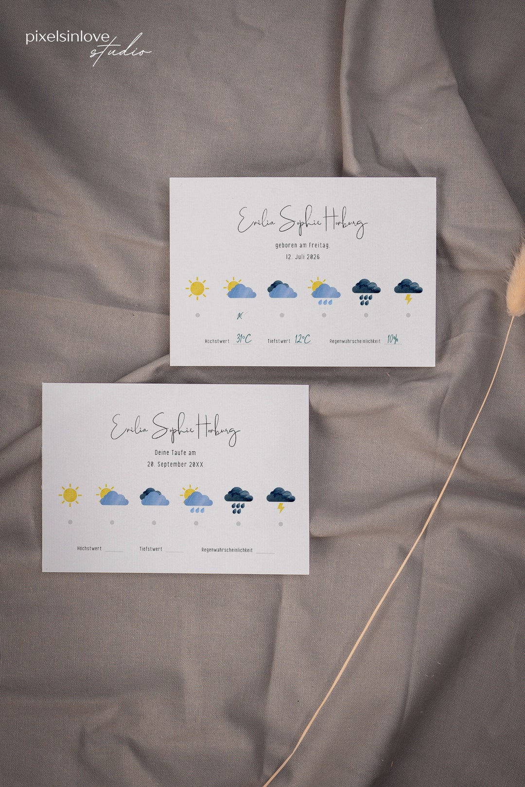 NALA Reminder Card Weather, Digital DIY Template, Wedding, Birth ...