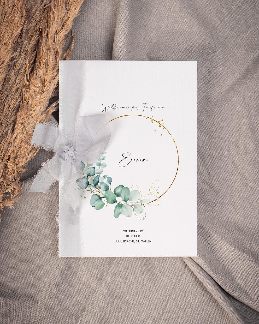 KIARA Baptism Church Booklet Eucalyptus, Digital DIY Template ...