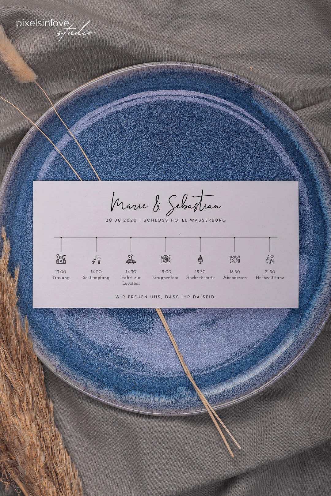 TIMON Card With Daily Schedule and Icons, Digital DIY Template, Wedding ...