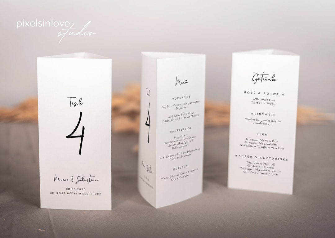 TIMON Three-sided Display Stand, Digital DIY Template, Wedding Menu ...