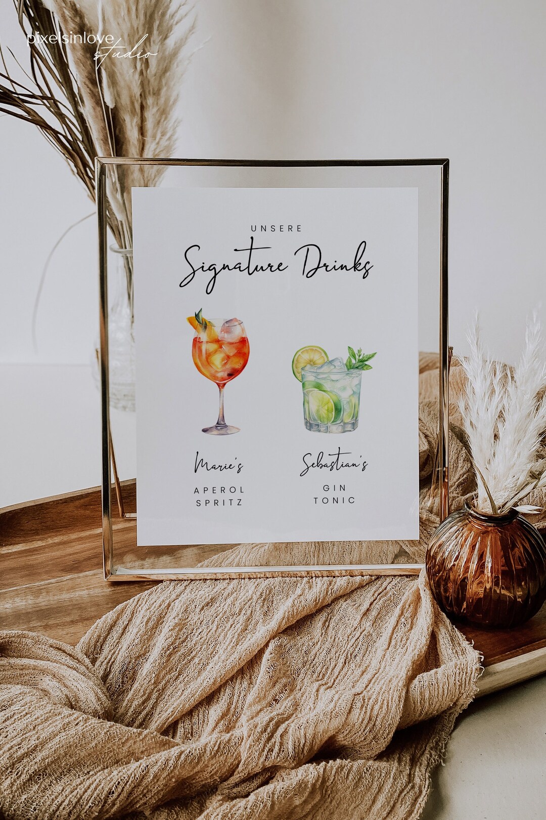 TIMON Signature Drinks DIY, Drinks Poster, Bar Menu Template, Modern ...