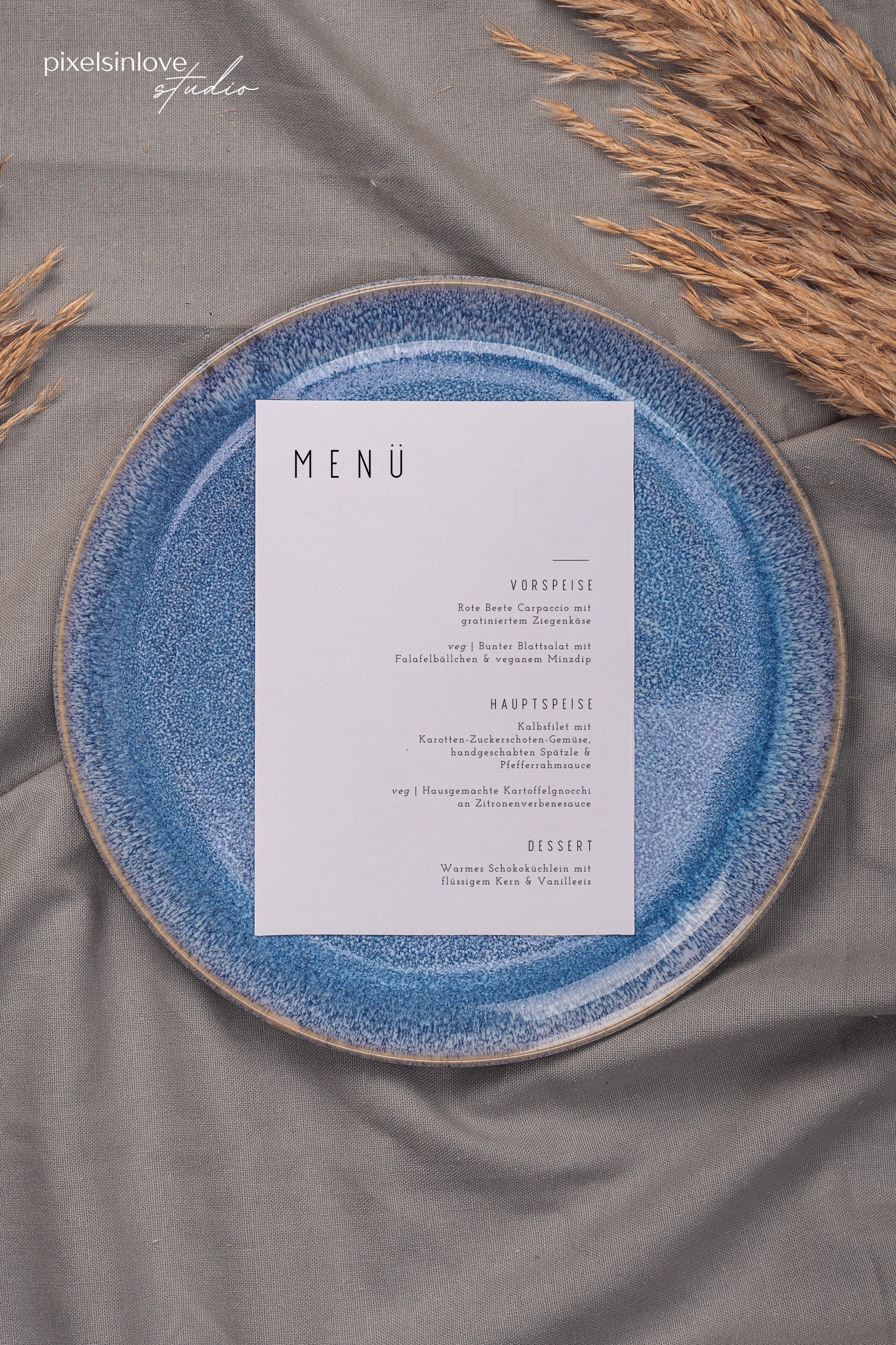 NALA Menu Card, Digital DIY Template, Wedding Place Card, Dinner Table ...