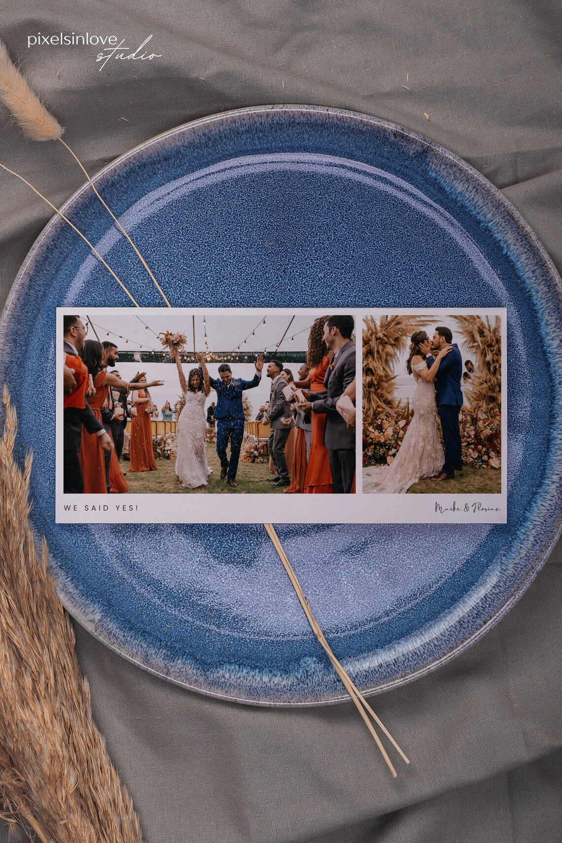 IDA Thank You Card With Photos, Digital DIY Template, Wedding Thank You ...