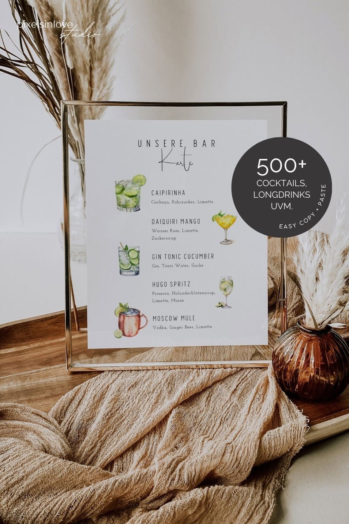NALA Signature Drink Poster, Digital DIY Template, Bar Menu Template ...