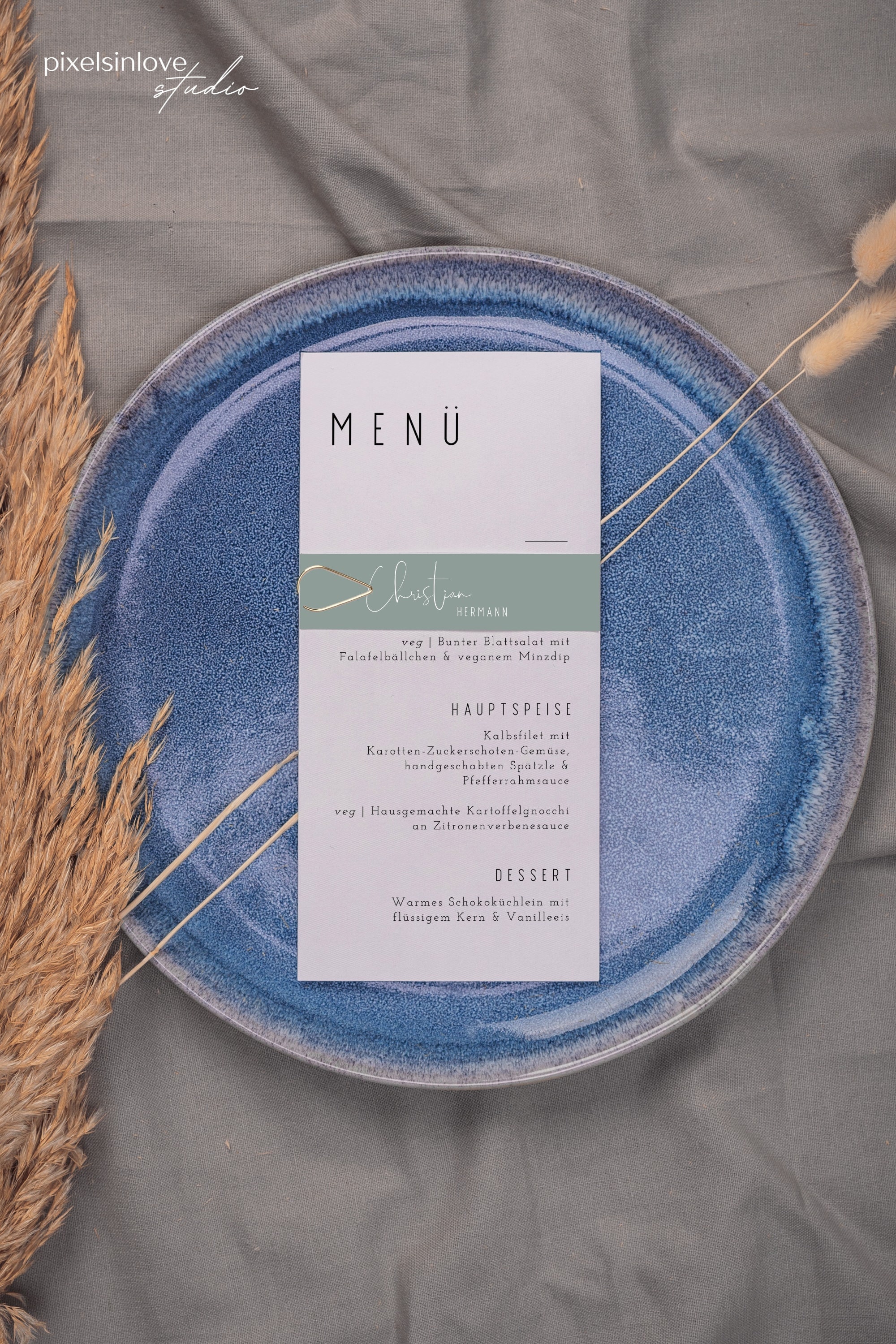 NALA Menu Card, Digital DIY Template, Wedding Place Card, Dinner Table ...