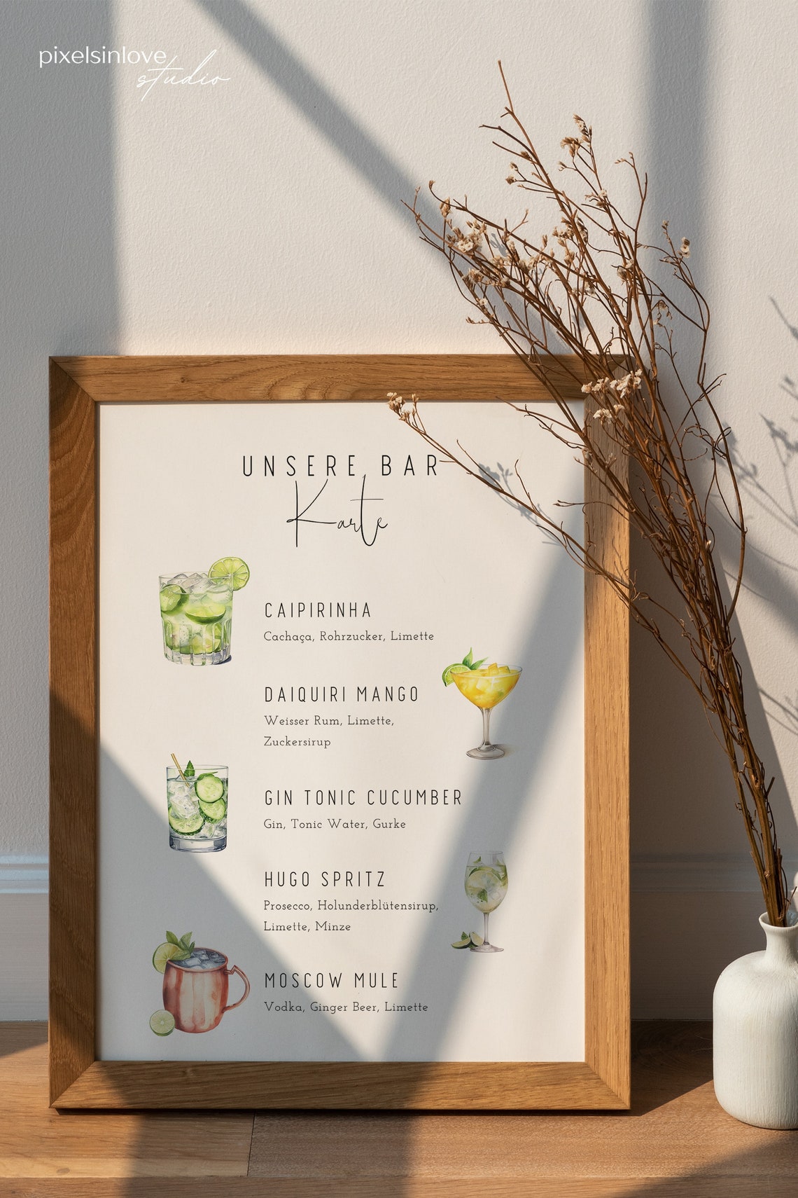 NALA Signature Drink Poster, Digital DIY Template, Bar Menu Template ...
