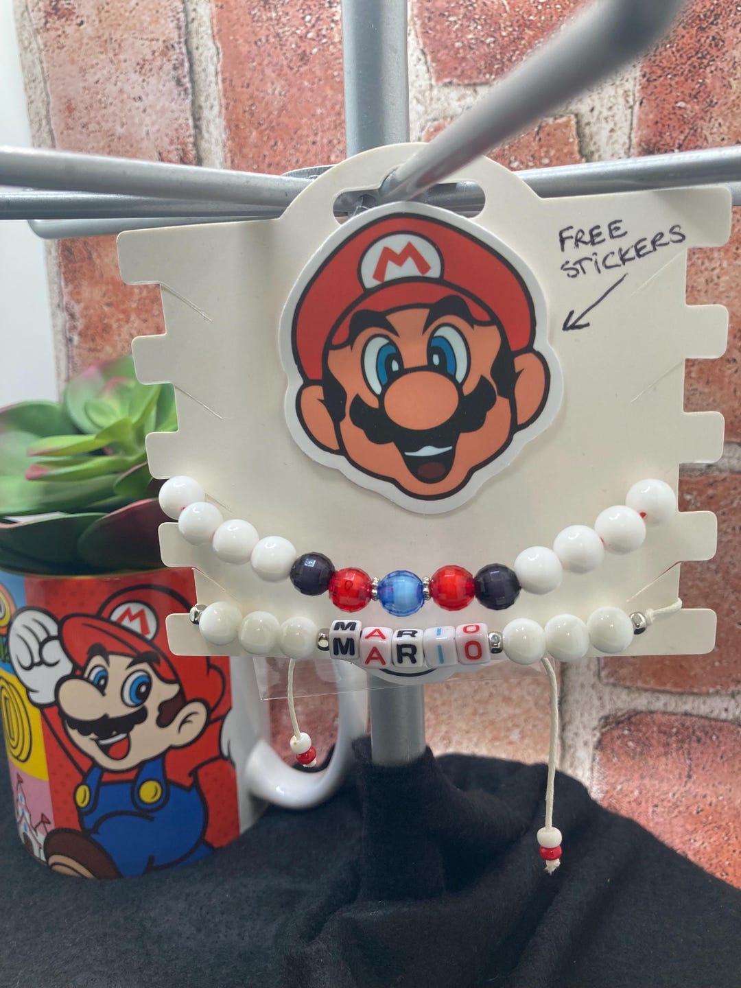 Mario Bros Inspired Bracelet/sticker Set. Luigi, Princess Peach, Bowser ...