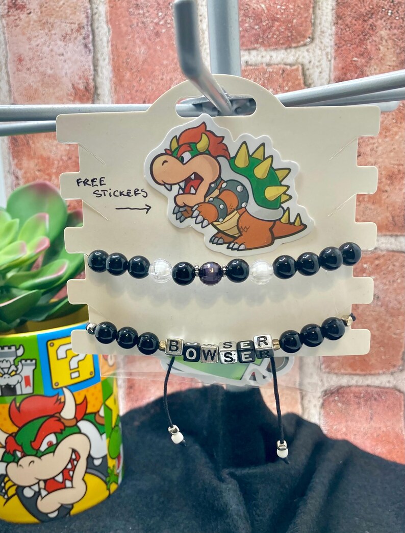 Mario Bros Inspired Bracelet/sticker Set. Luigi, Princess Peach, Bowser ...