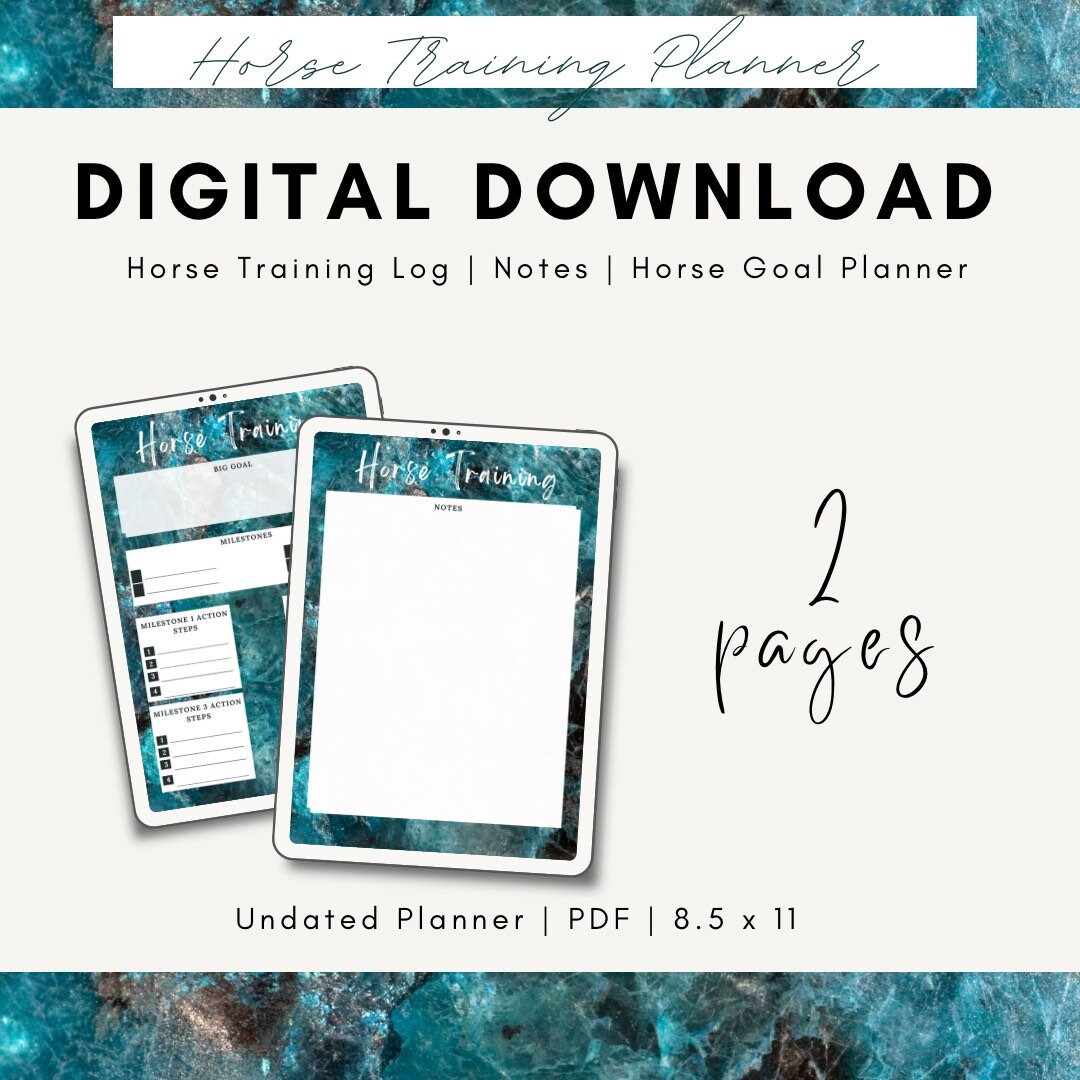 Horse Training Planner | Horse Training Log | Turquoise Pattern - Etsy