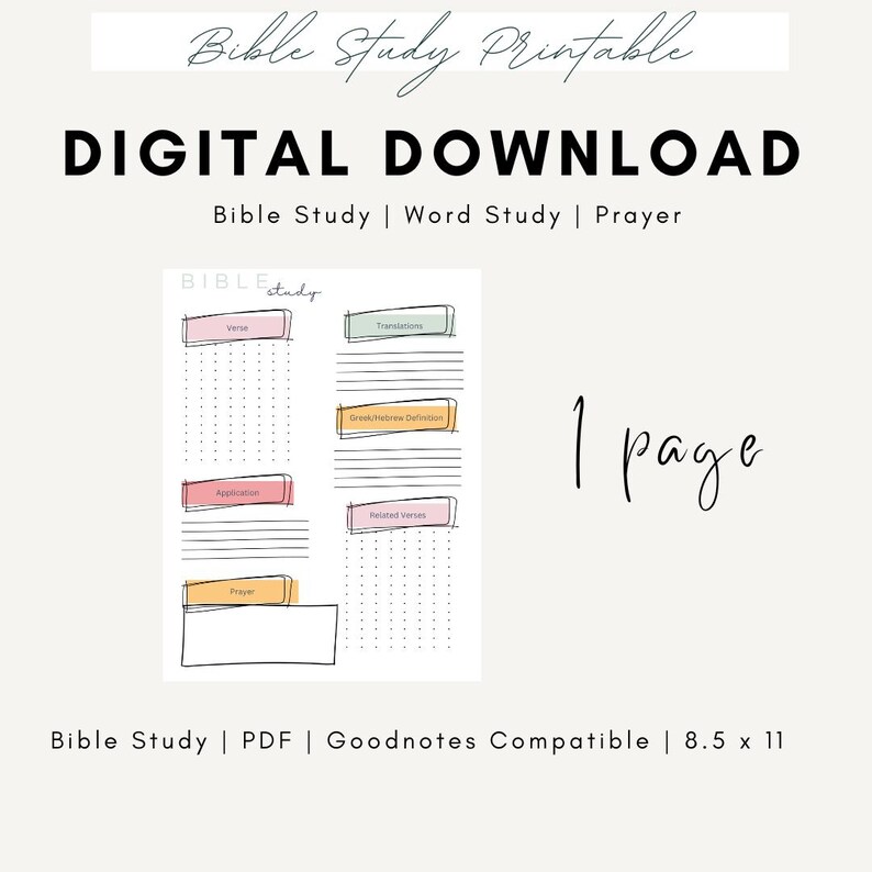 Bible Study Printable - Etsy