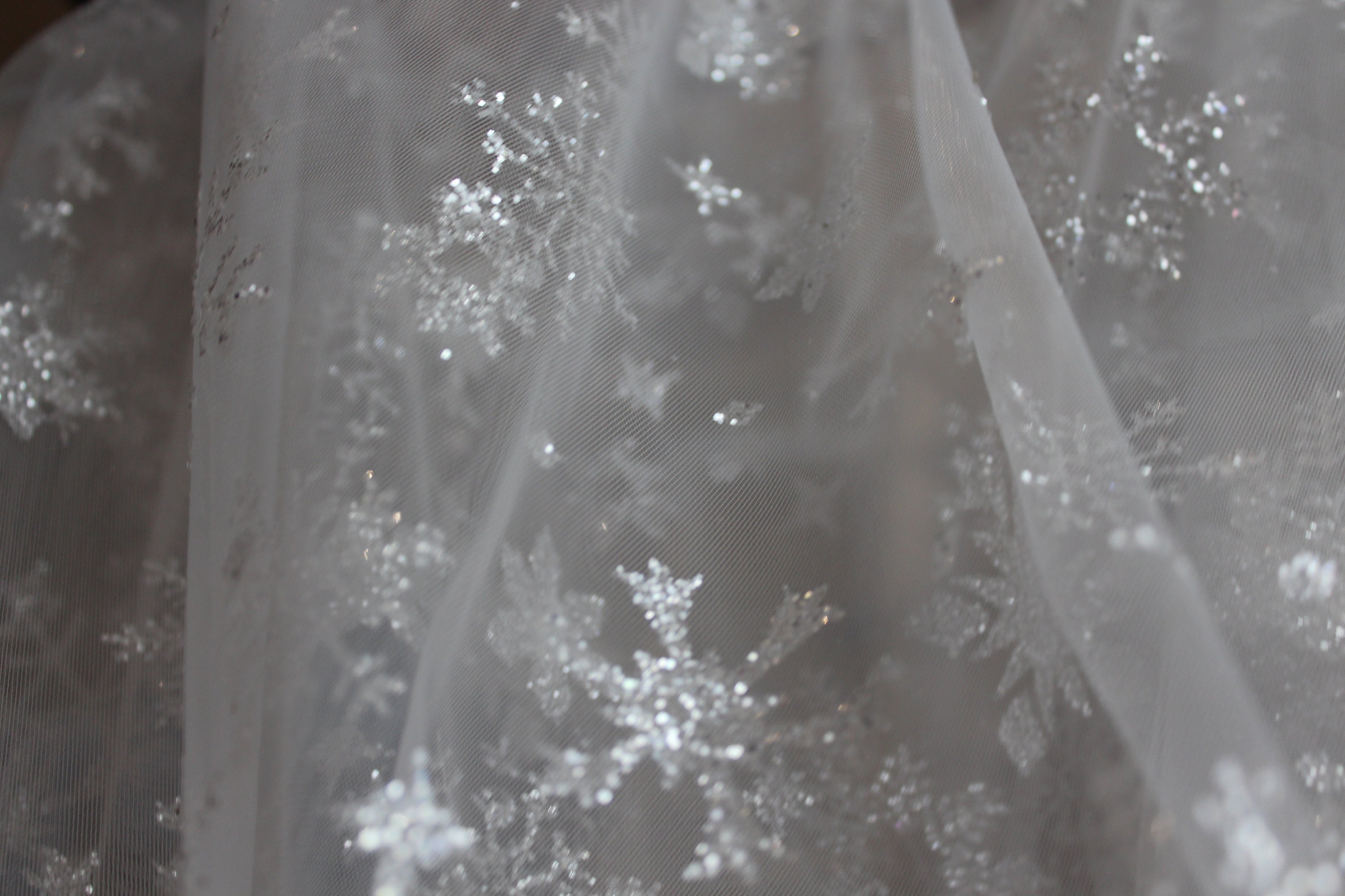 Christmas Snowflake Cathedral Veil, Winter Snow Sparkle Glitter Bridal Veil, Christmas Brides ...