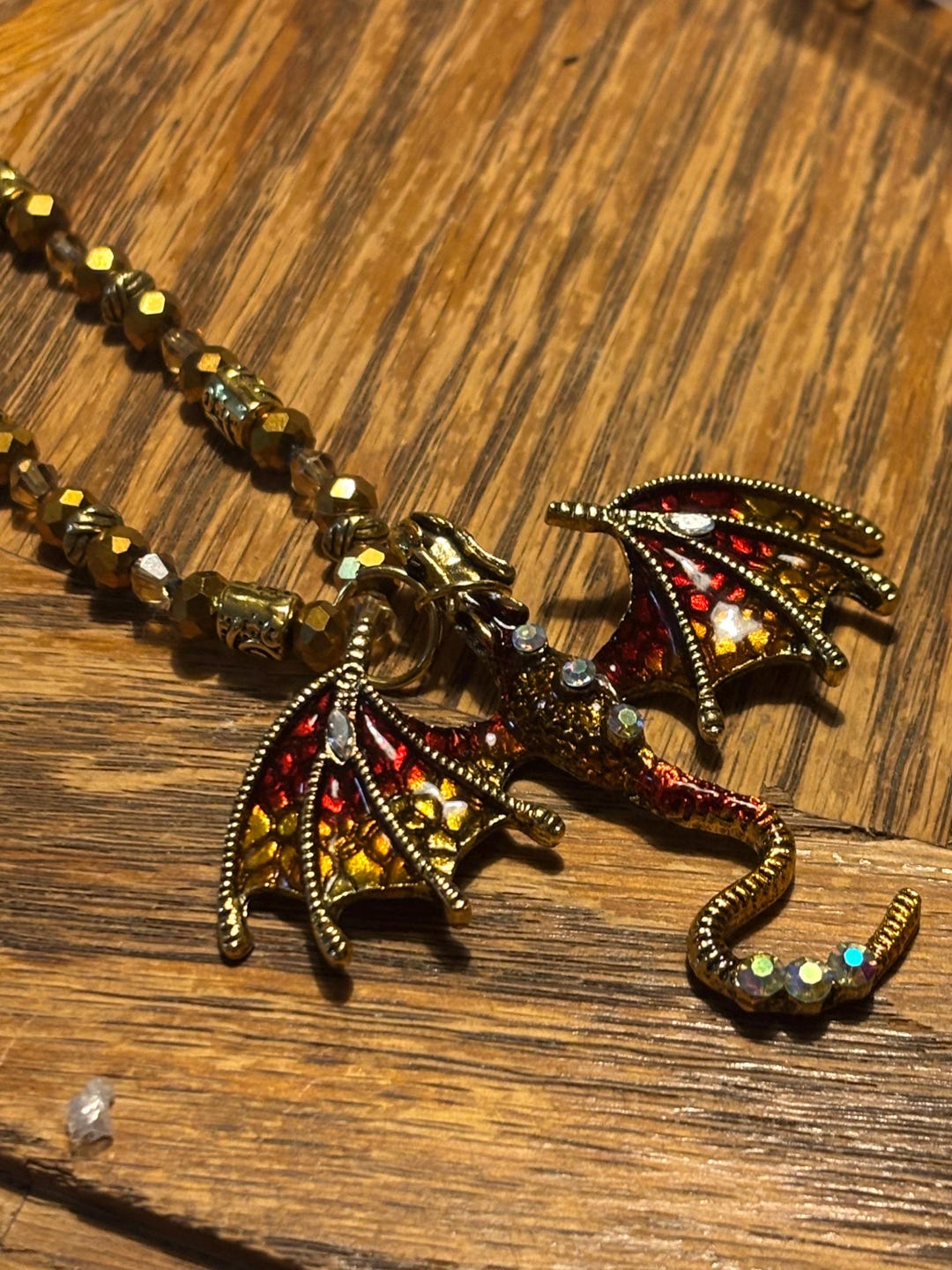Jeweled Enamel Crimson and Gold Dragon Necklace 112 - Etsy