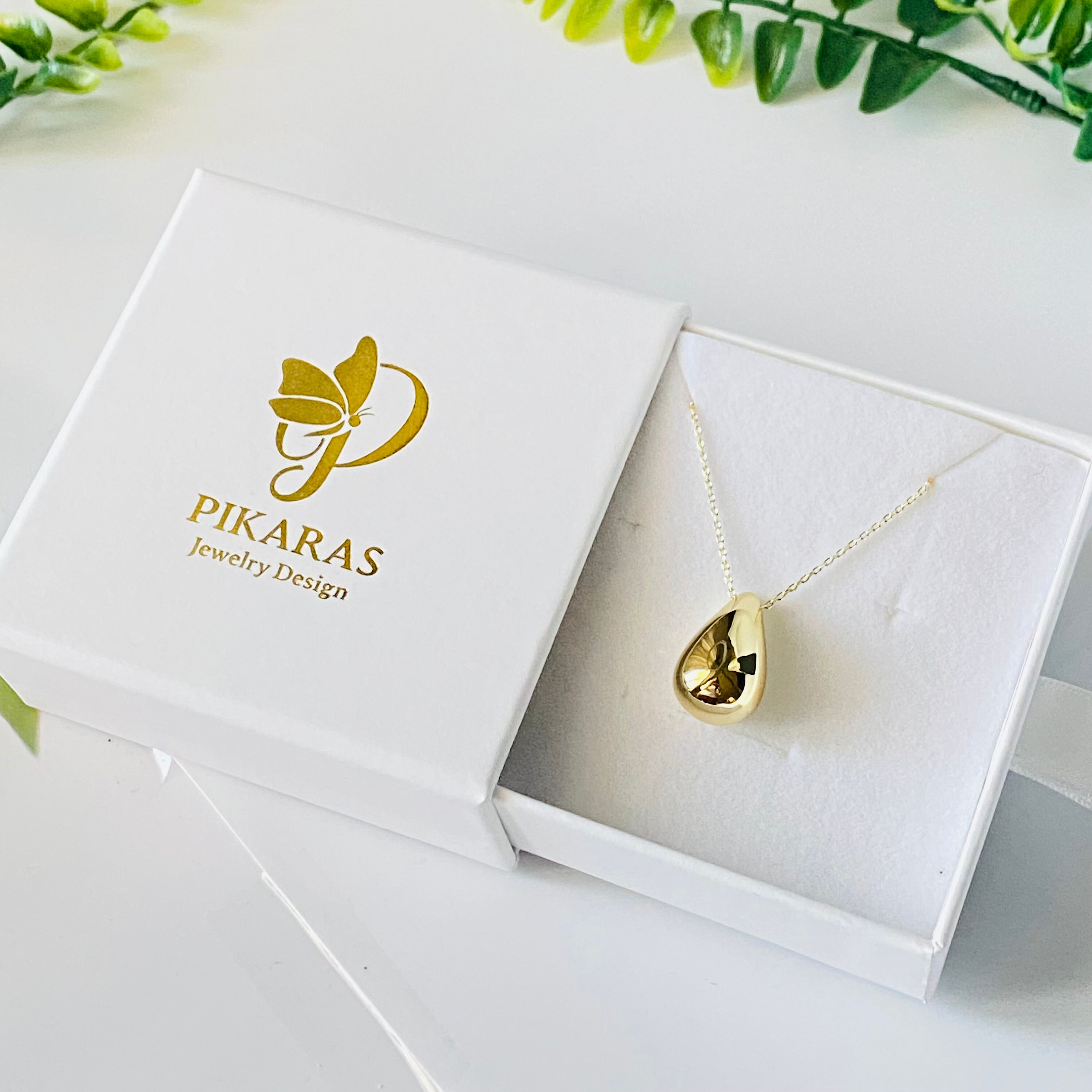 Water Drop Necklace, Teardrop Gold Necklace, Water Droplet Pendant ...