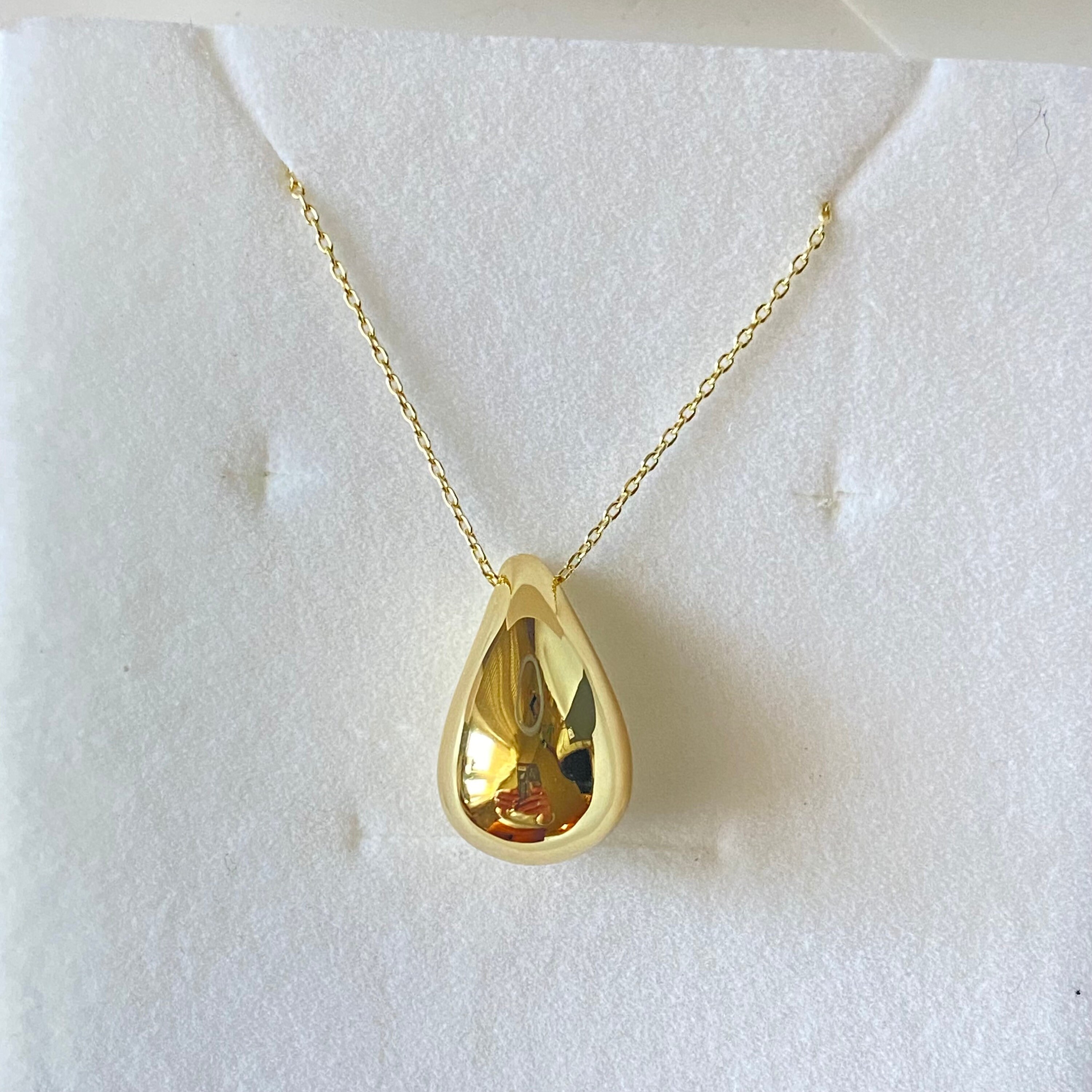 Water Drop Necklace, Teardrop Gold Necklace, Water Droplet Pendant ...