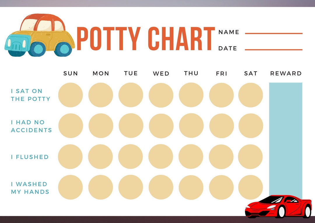 Car Themed Potty Training Chart - Etsy