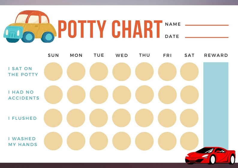 Car Themed Potty Training Chart - Etsy