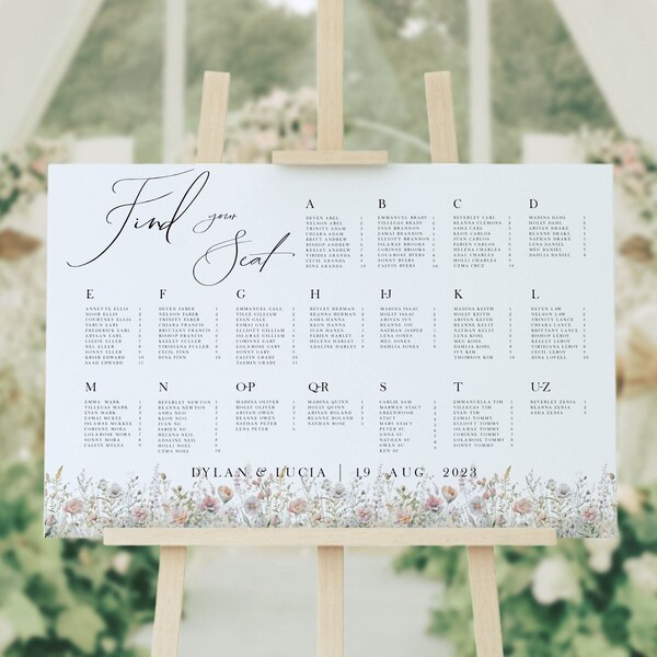 Wedding Bloom Seating Chart - Etsy