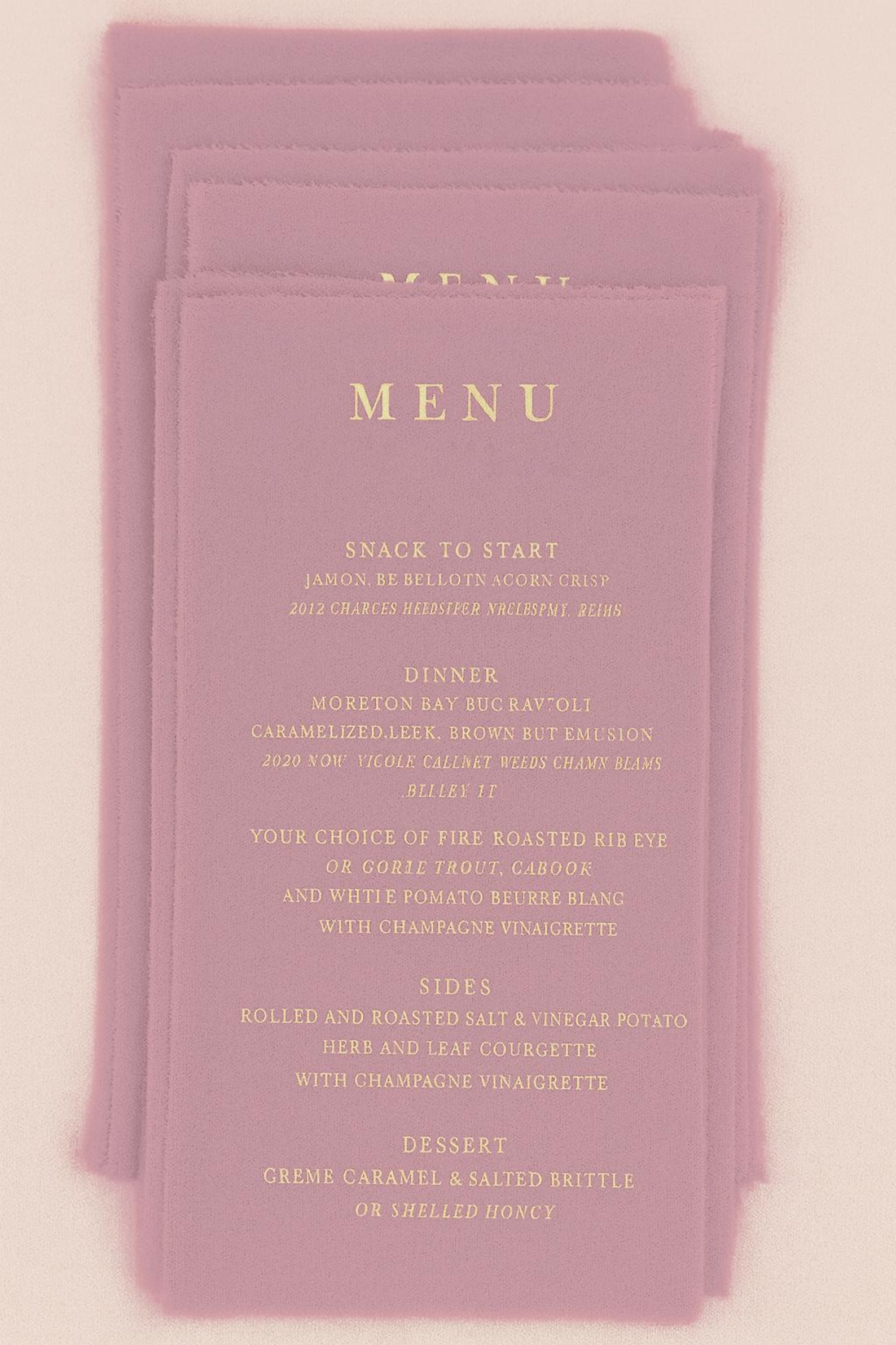 Printed Silk Menu, Gold Foil Letterpress Menu, Cloth Menu, Custom ...