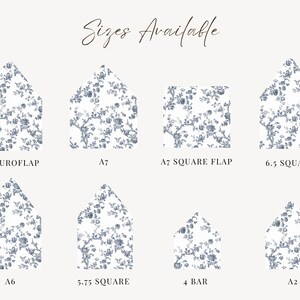 Dusty Blue Toile Printable Envelope Liner, A7, Euro Flap, Square Flap ...