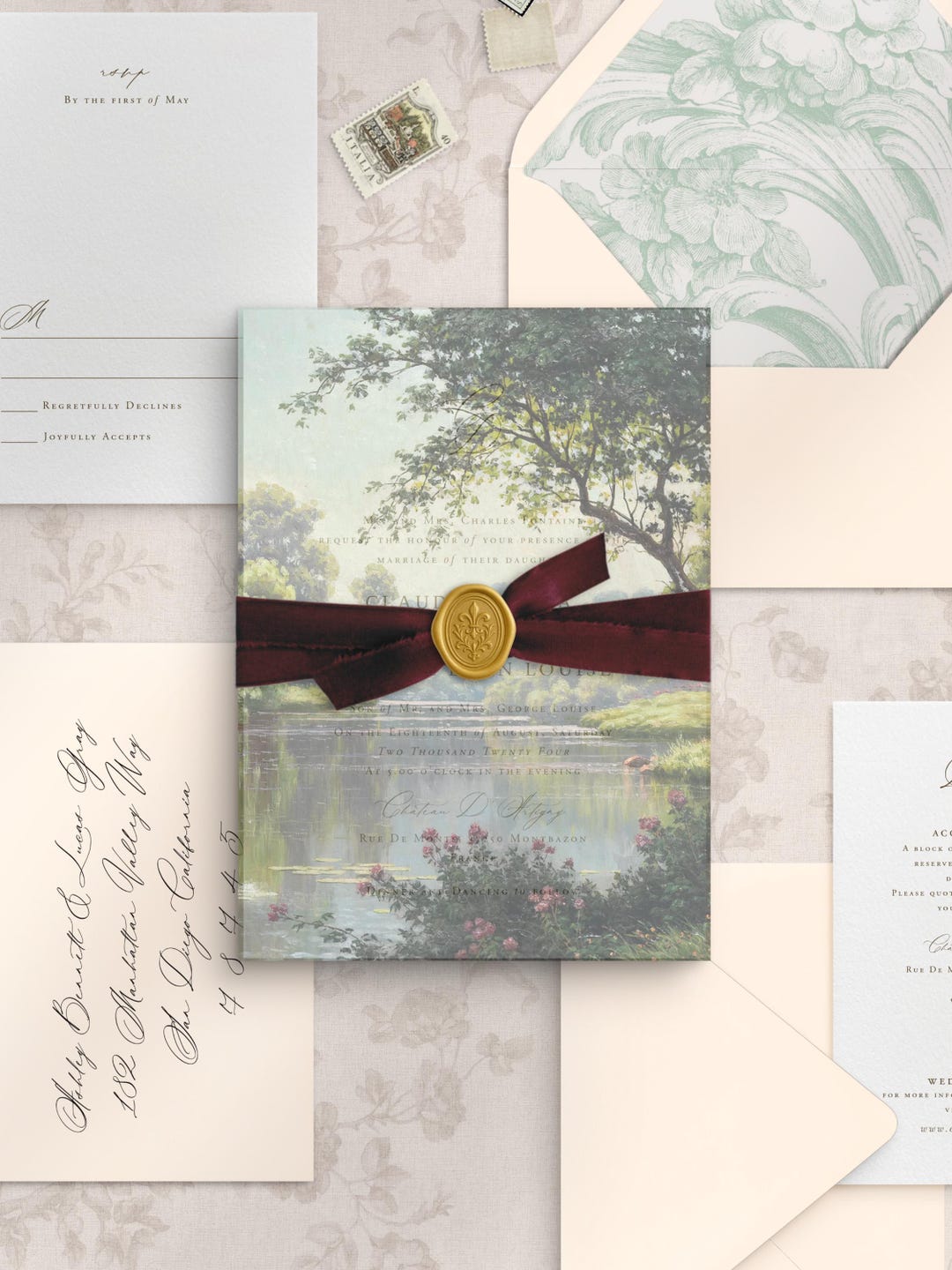 Riverbank Printable Vellum Overlay for Wedding Invitation Card, Fine ...