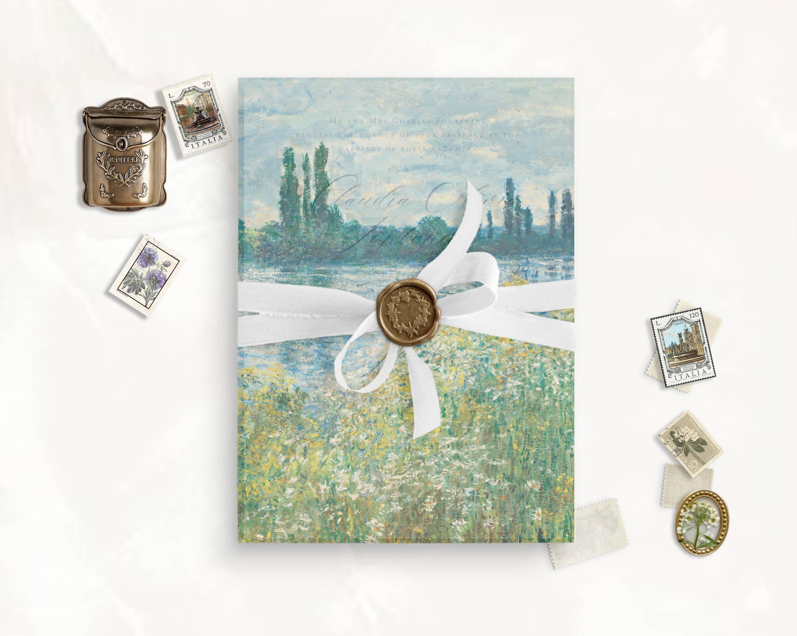 Ready-cut Claude Monet Vellum Overlay for Wedding Invitation Card, 5x7 ...