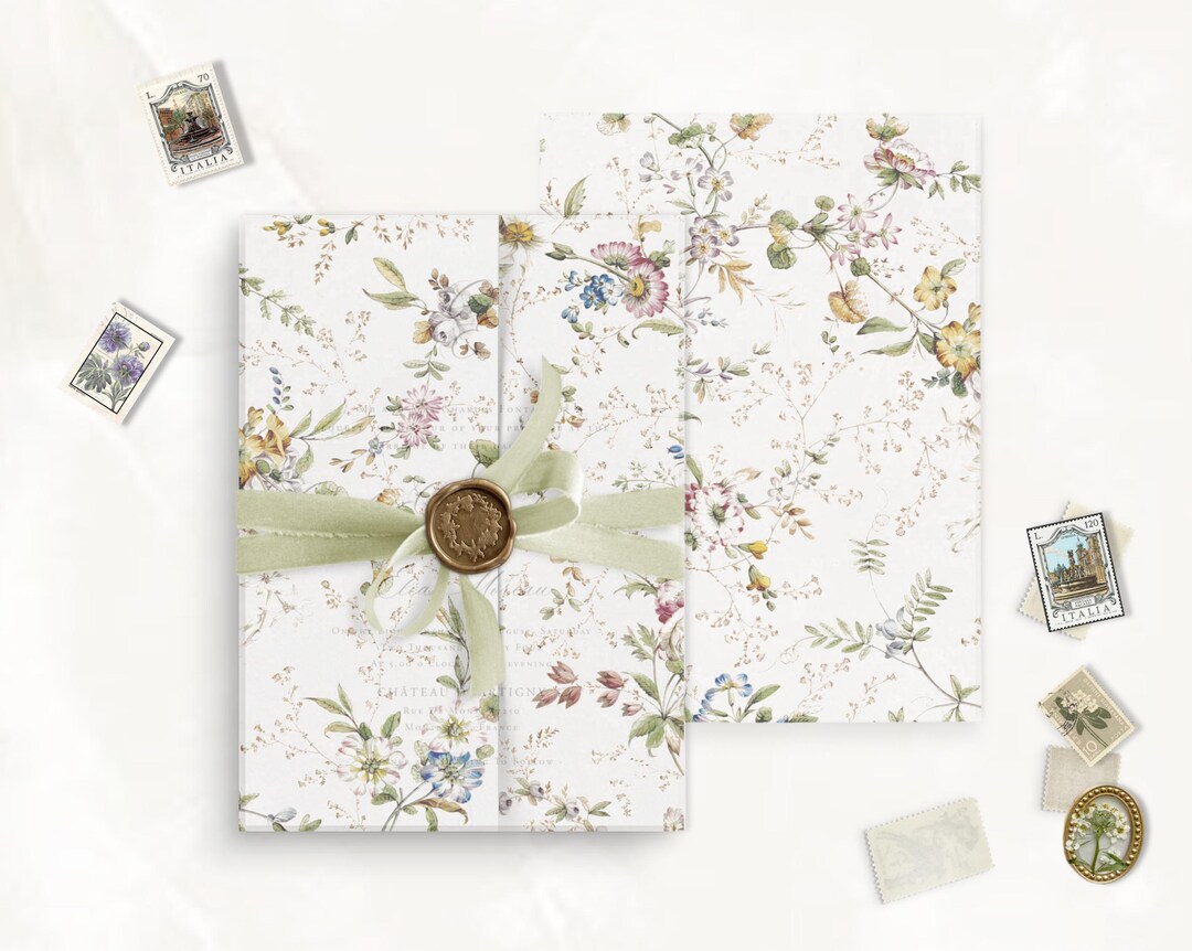 Printable Vellum Wrap for Wedding Invitation Card, Fine Art Vellum ...