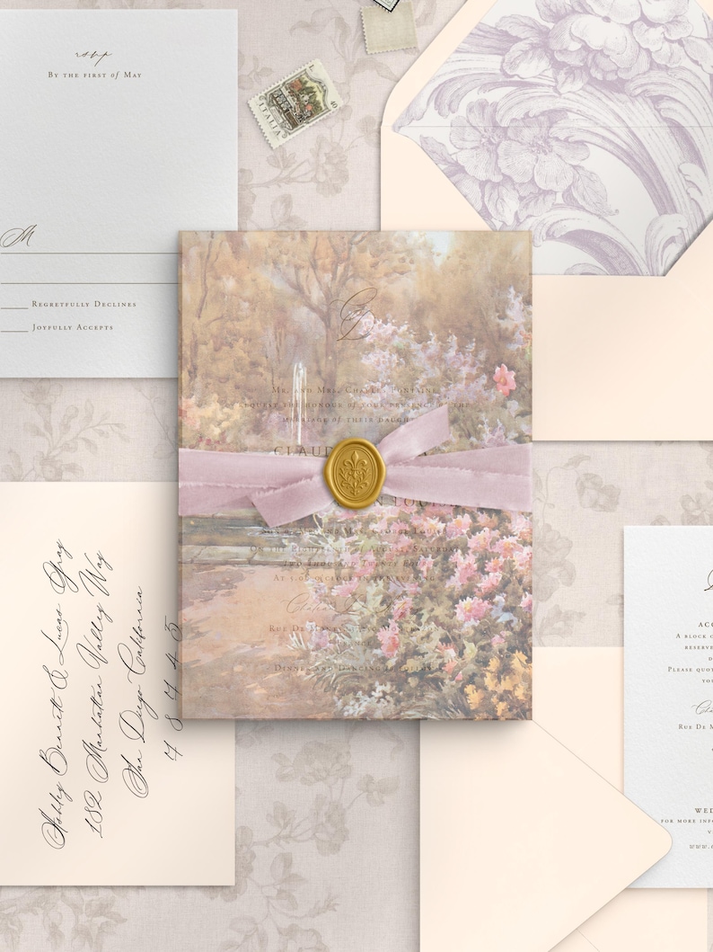 Fountain Bliss Printable Vellum Overlay for Wedding Invitation Card ...