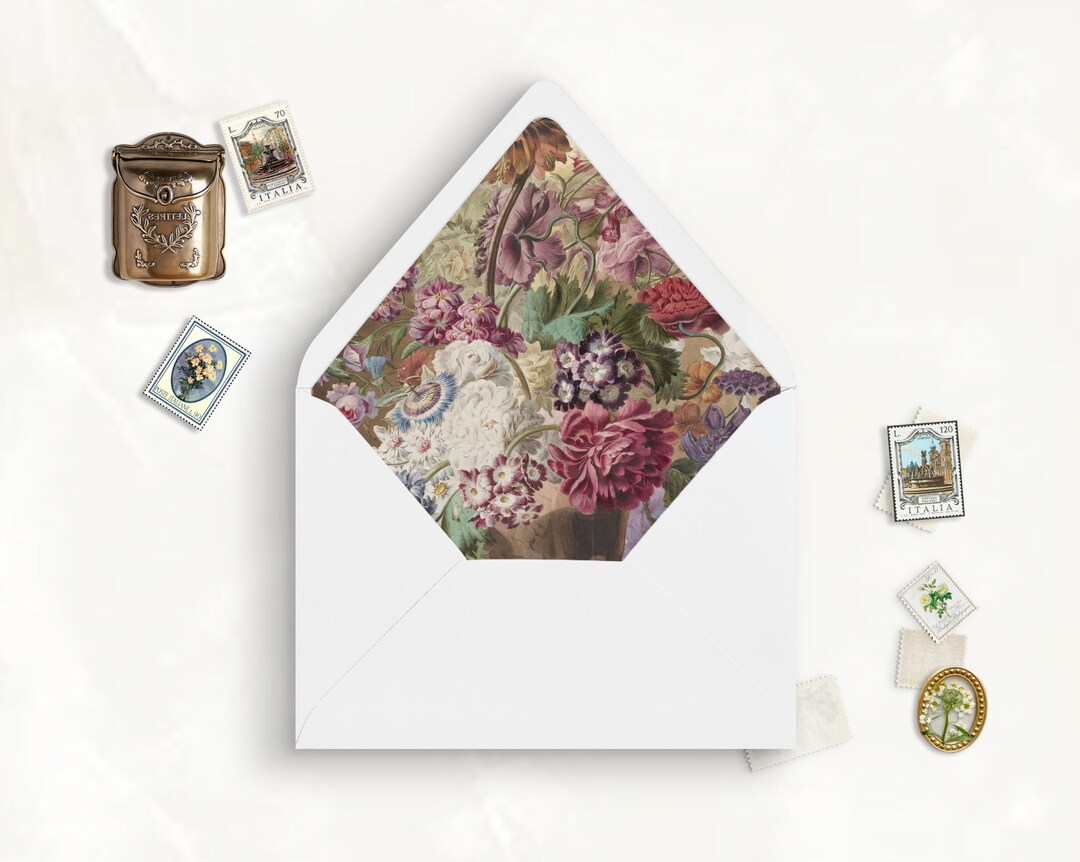 Bloom Printable Envelope Liner, A7, Euro Flap, Square Flap, 6.5 Square ...