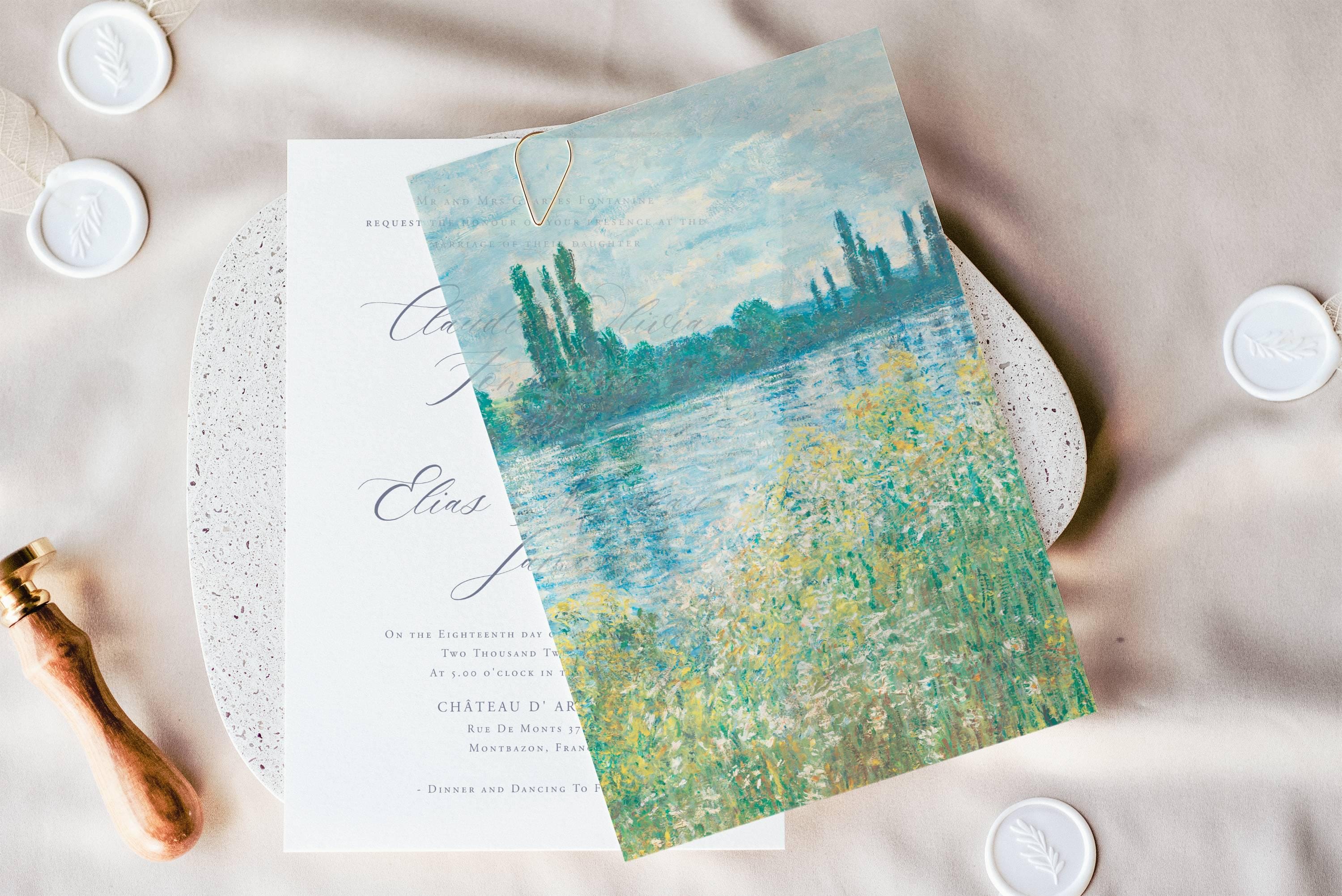 Ready-cut Claude Monet Vellum Overlay for Wedding Invitation Card, 5x7 ...