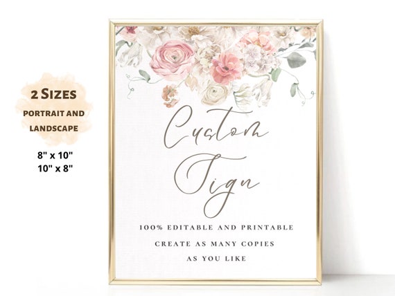 AURORA Flower Custom Printable Sign Diy Personalized Sign - Etsy