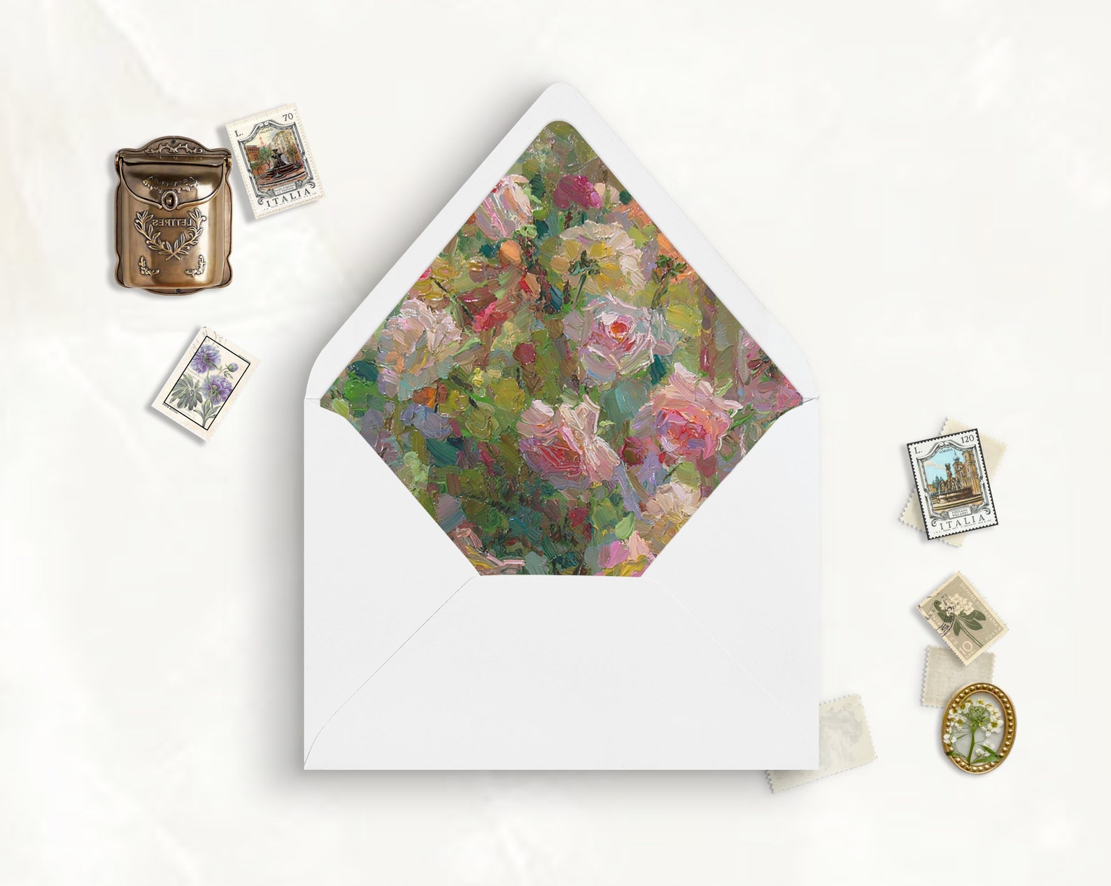 Vintage Pink Roses Printable Envelope Liner, A7, Euro Flap, Square Flap ...