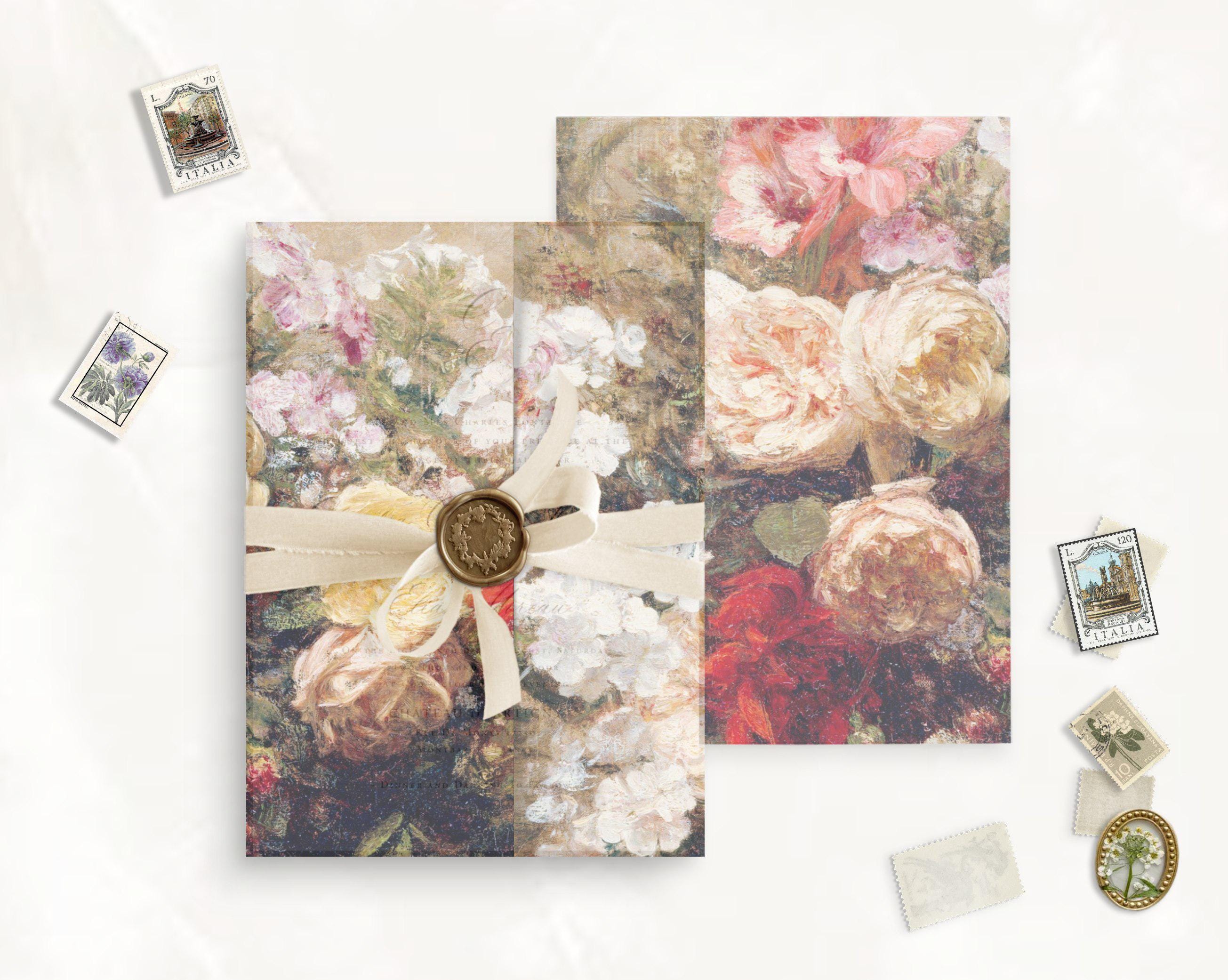 Printable Vellum Wrap for Wedding Invitation Card, Fine Art Vellum ...