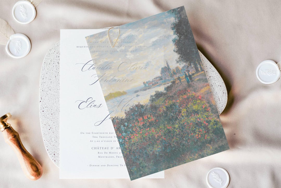 Claude Monet Vellum Overlay for Wedding Invitation Card, 5x7 Vellum ...