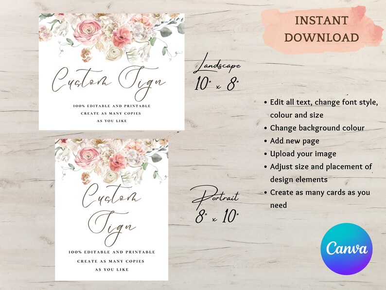 AURORA Flower Custom Printable Sign Diy Personalized Sign - Etsy