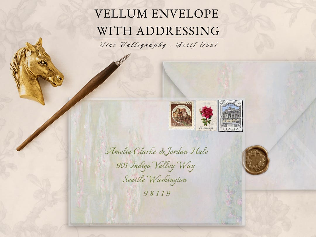 Vellum Envelope With Addresses, Custom Envelope Printing, Envelope Mail ...