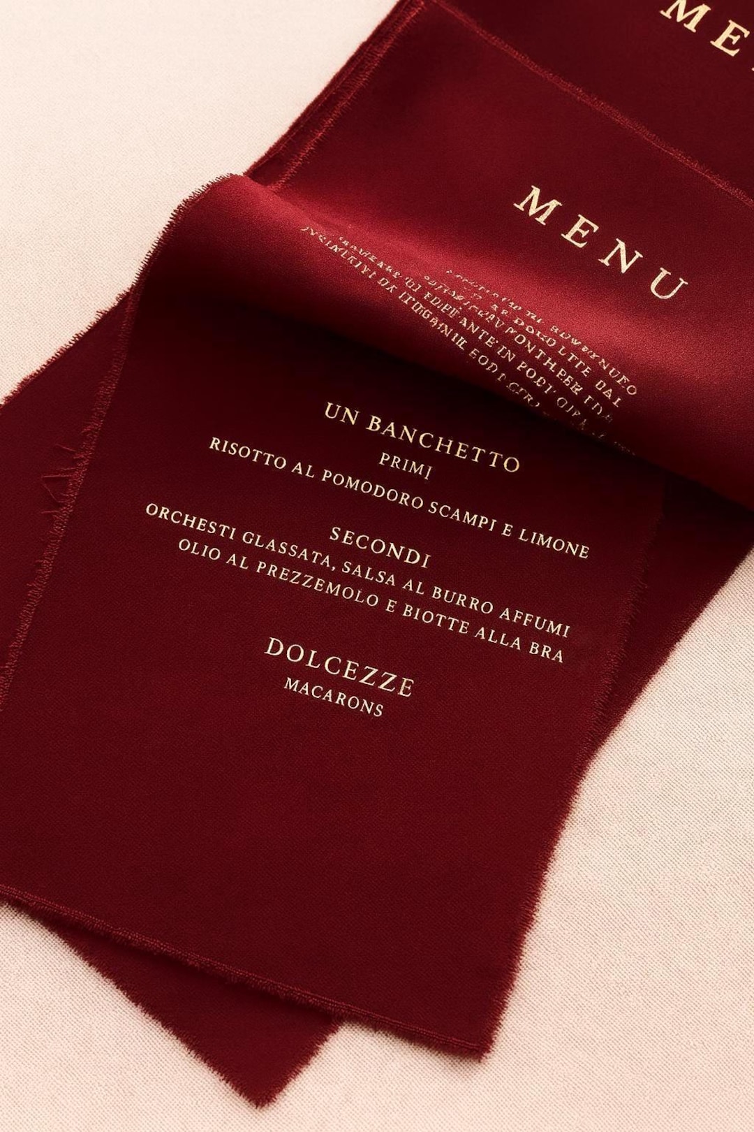 Printed Silk Menu, Silver Foil Silk Menu, Gold Foil Silk Menu, Custom ...