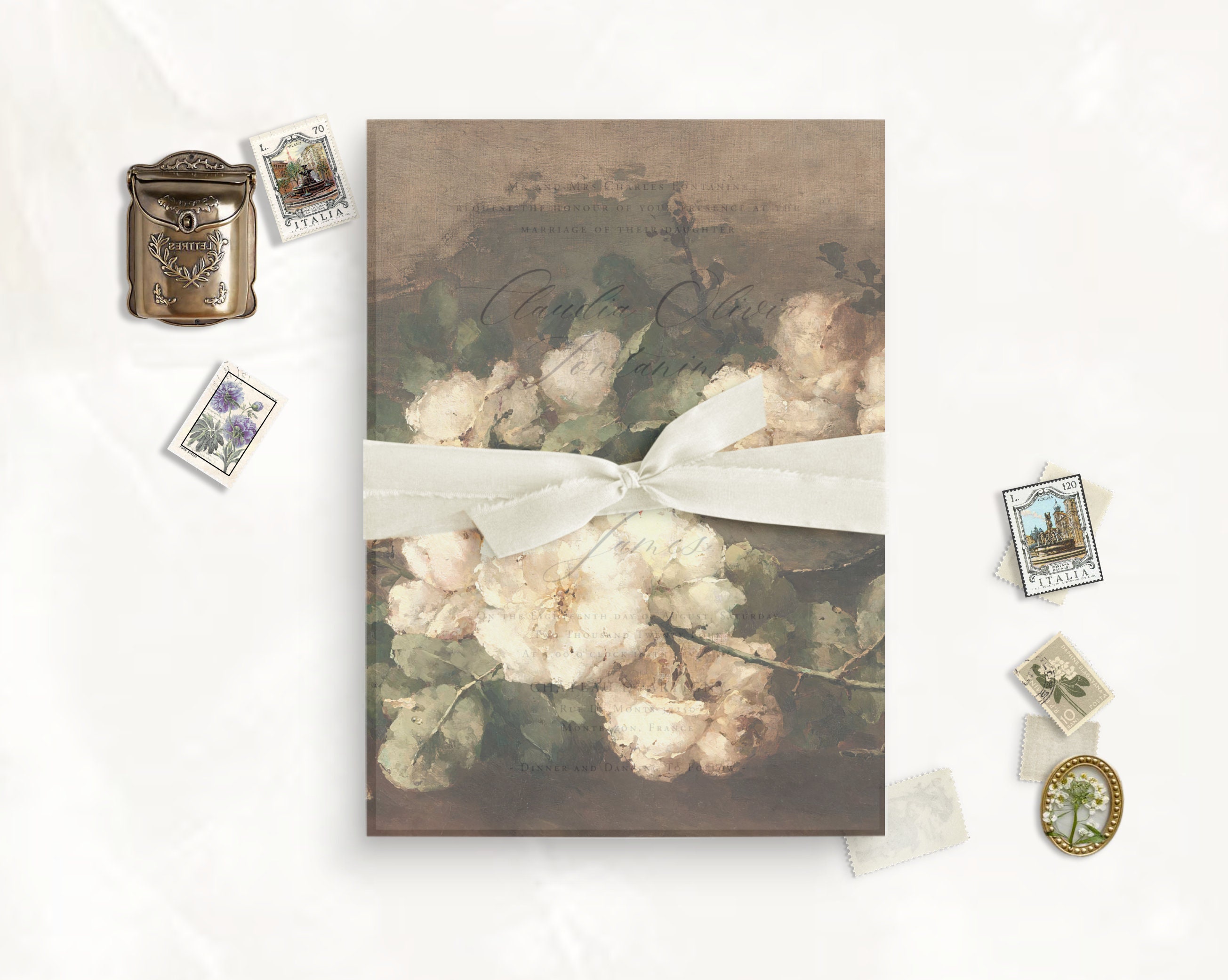 Roseboom Printable Vellum Overlay for Wedding Invitation Card, Fine Art ...