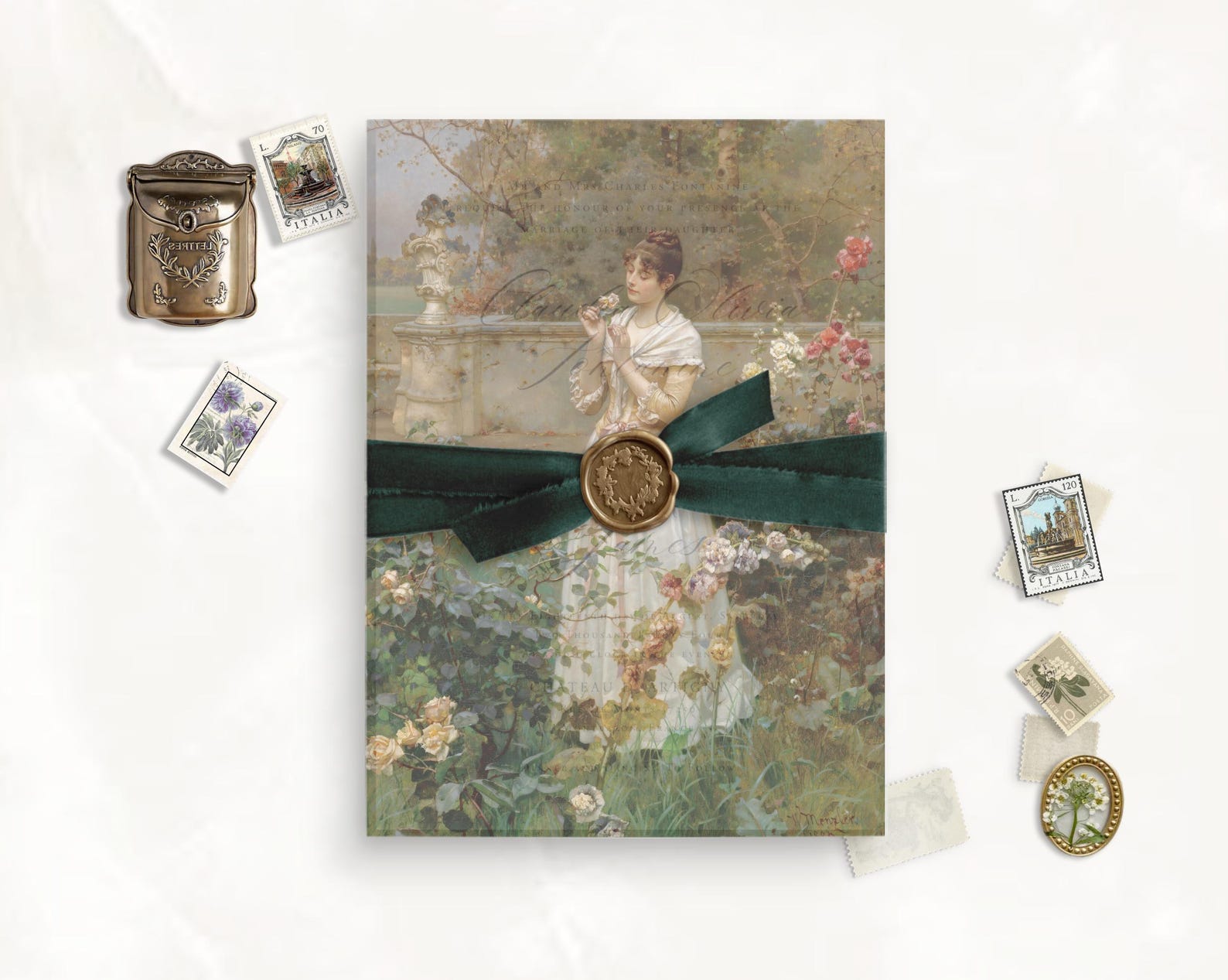Rosalie Printable Vellum Overlay for Wedding Invitation Card, Fine Art ...