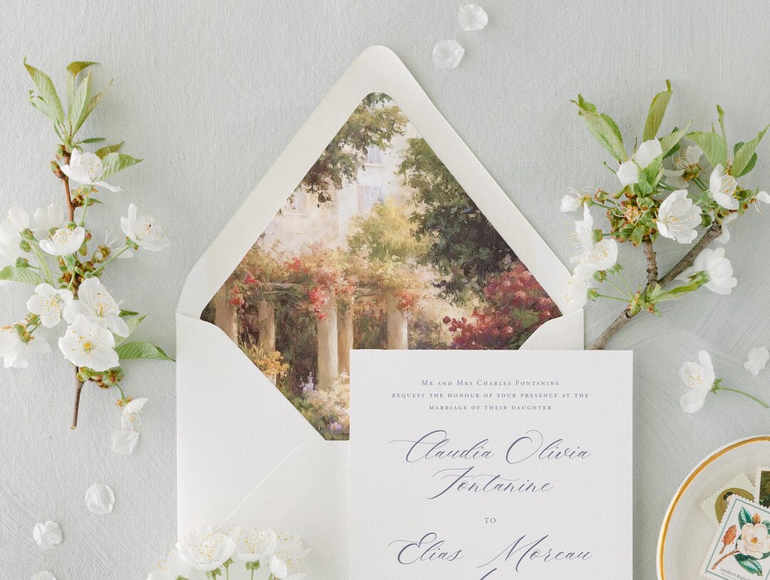 Ancient Garden Wedding Liner, Ready Cut Printed Liner, Precut Envelope ...