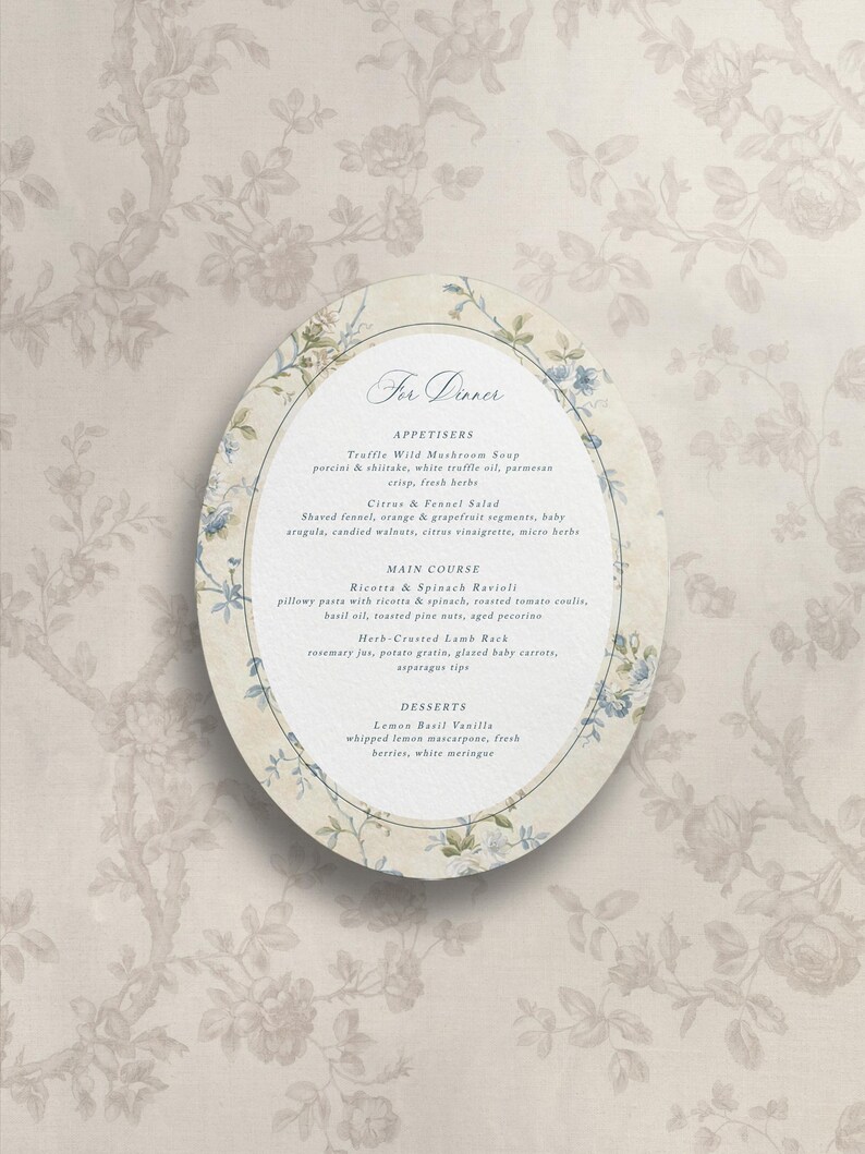 Letterpress Menu, Letterpress Invite, Oval Menu, Wedding Menu, Custom ...