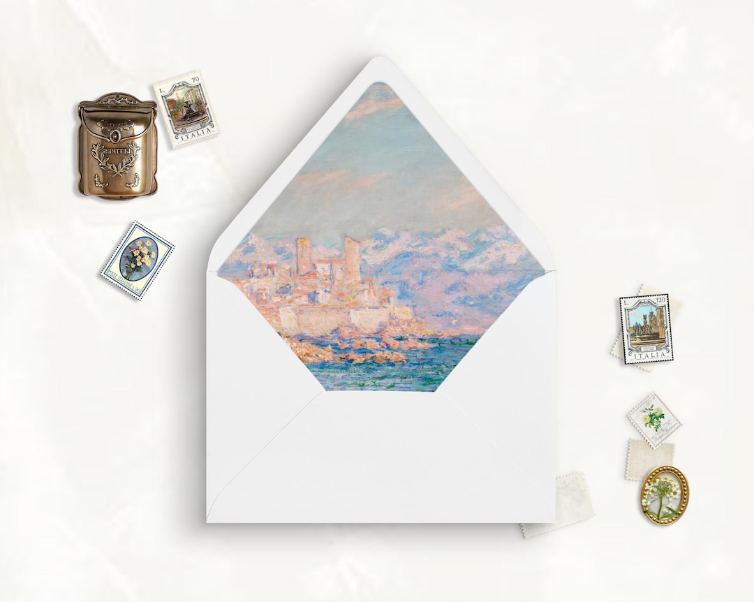 Monet Fort Printable Envelope Liner, A7, Euro Flap, Square Flap, 6.5 ...