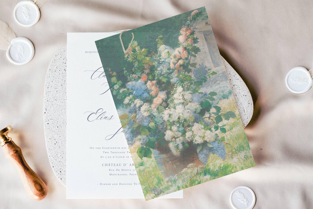 Pre-cut Hollyhocks Vellum Overlay, Wedding Invitation Vellum Wrap ...