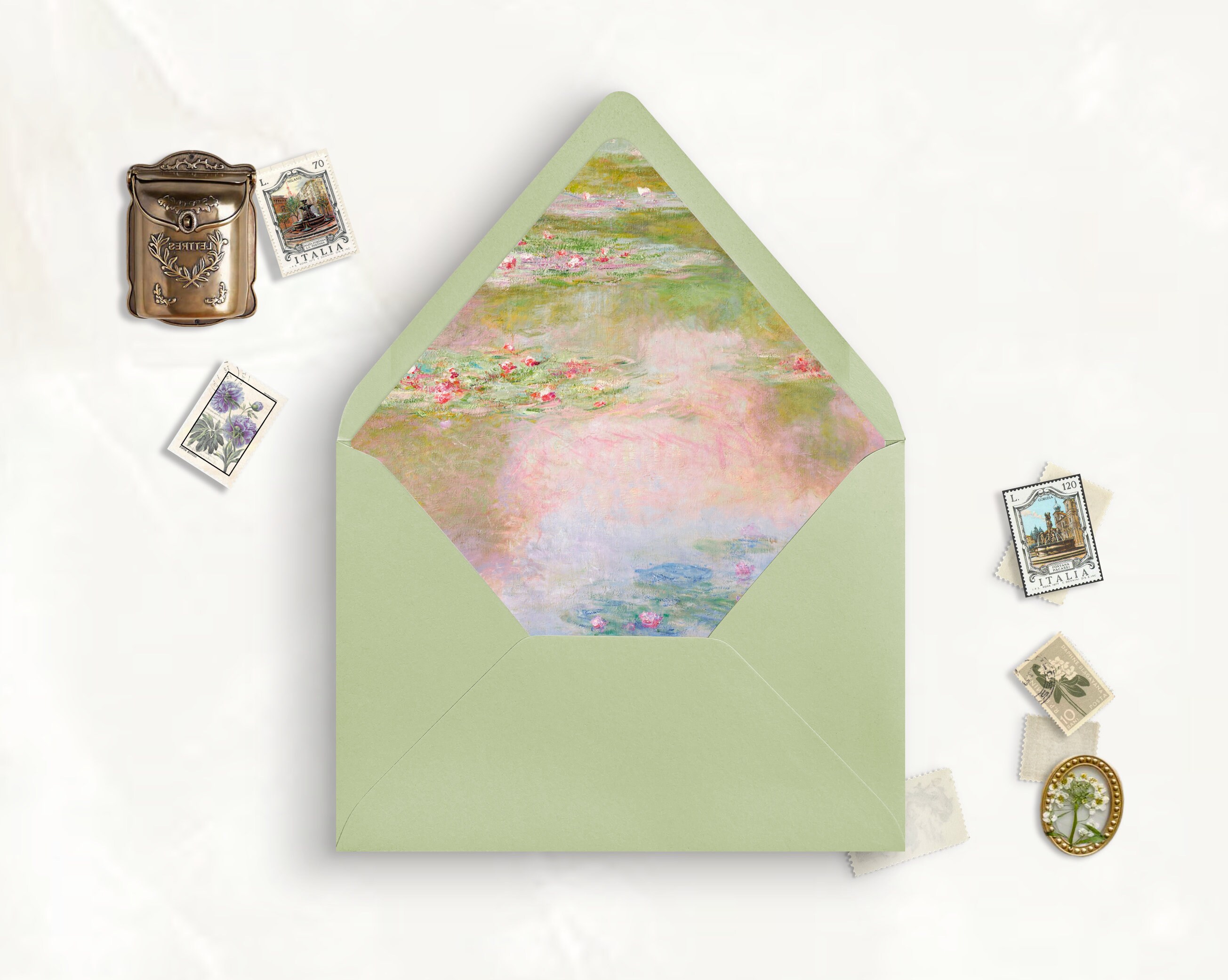 Claude Monet Printable Envelope Liner A7 Euro Flap Square - Etsy