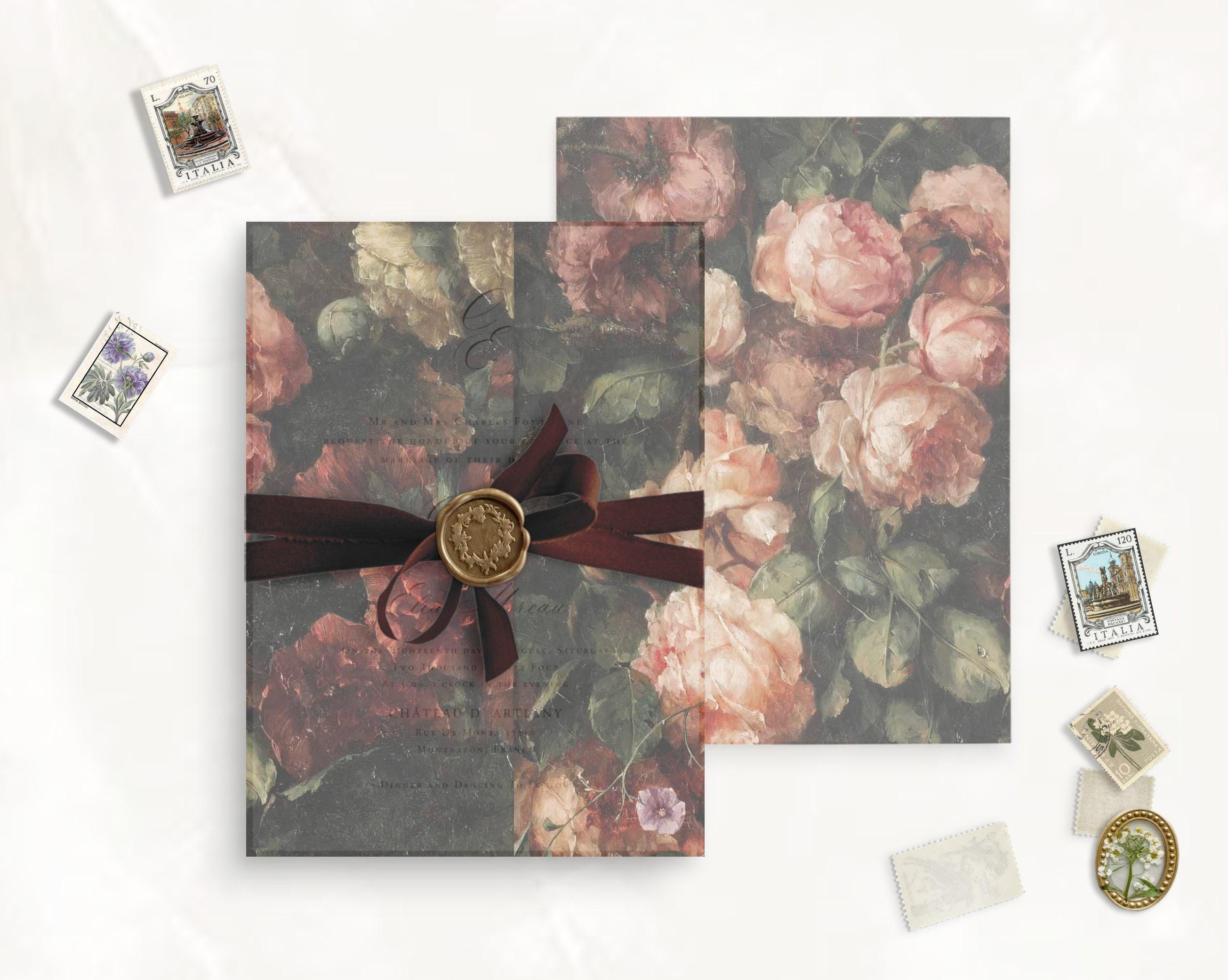 Printable Vellum Wrap for Wedding Invitation Card, Fine Art Vellum ...