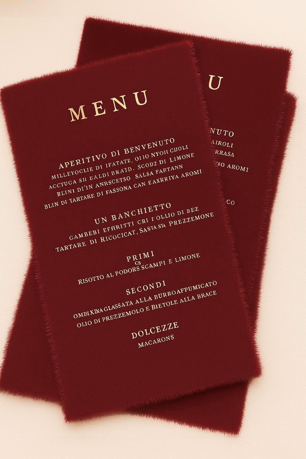 Printed Silk Menu, Silver Foil Silk Menu, Gold Foil Silk Menu, Custom ...